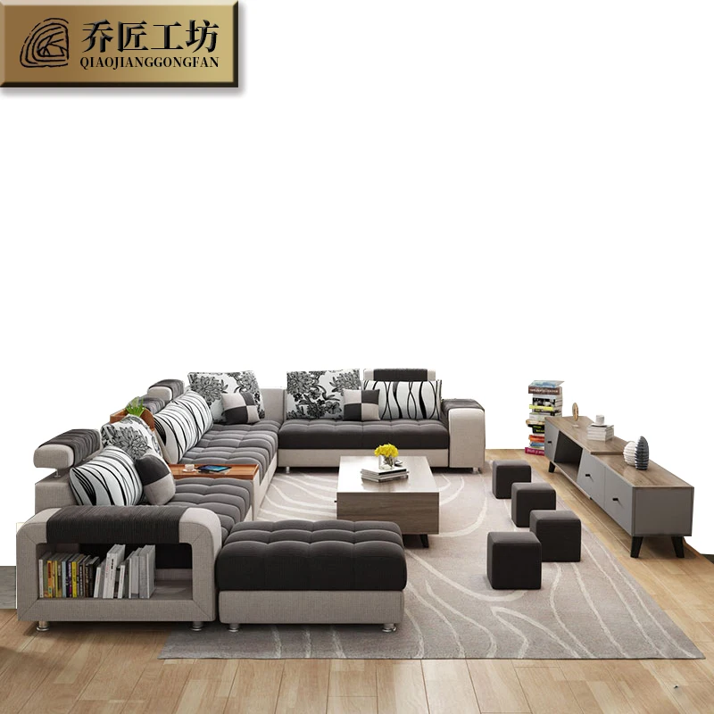 Einfache Moderne Couch Wohnzimmer Raum Sofas U Form Schnitts Sofa Cama Stoff Sofa Set Design 7 Sitzer